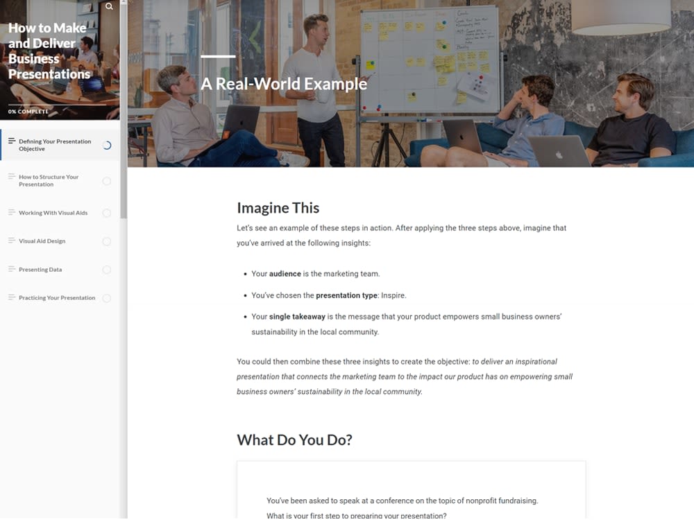 A fully developed Articulate Rise training course. | Upwork