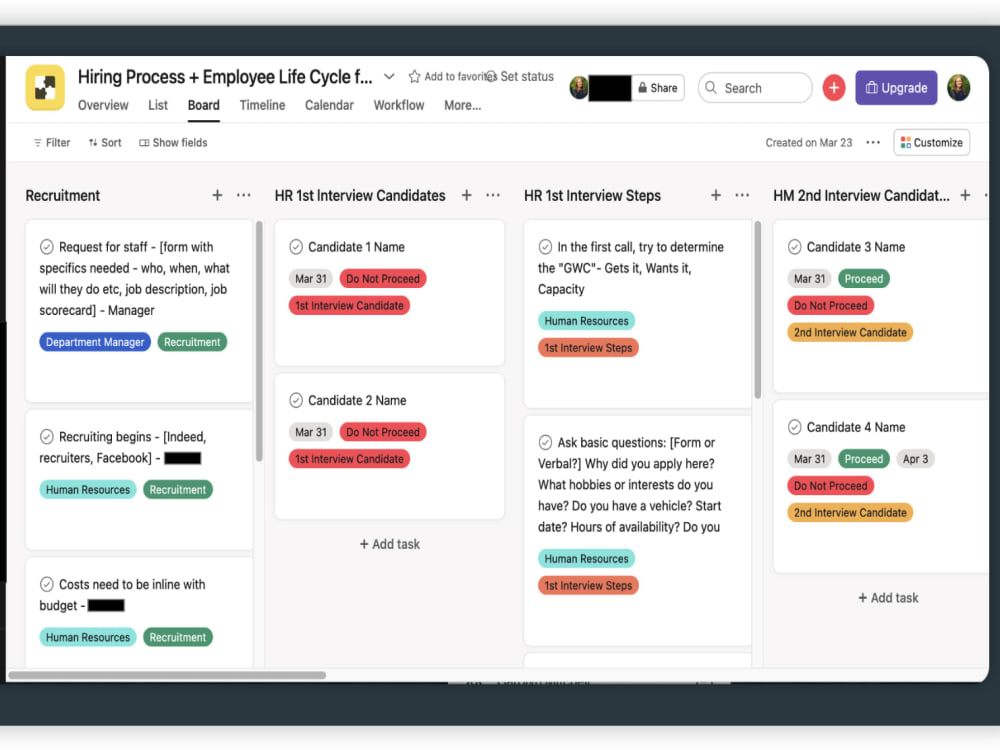 Set up of Asana Workspace with custom project workflow and consulting ...