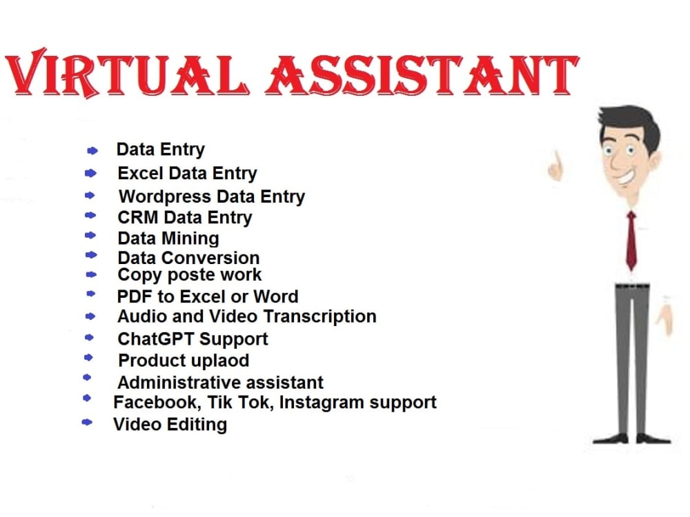 Multitasking virtual assistant: data entry, transcription, ChatGPT | Upwork