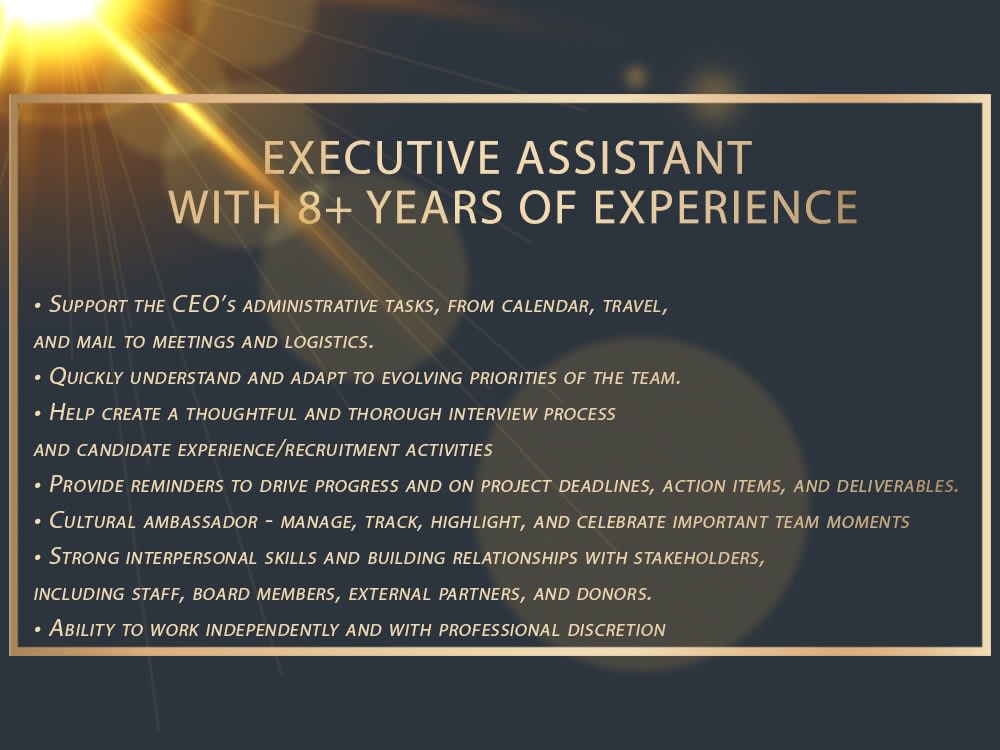 EXECUTIVE ASSISTANT with 8+ years of experience - think smart! | Upwork