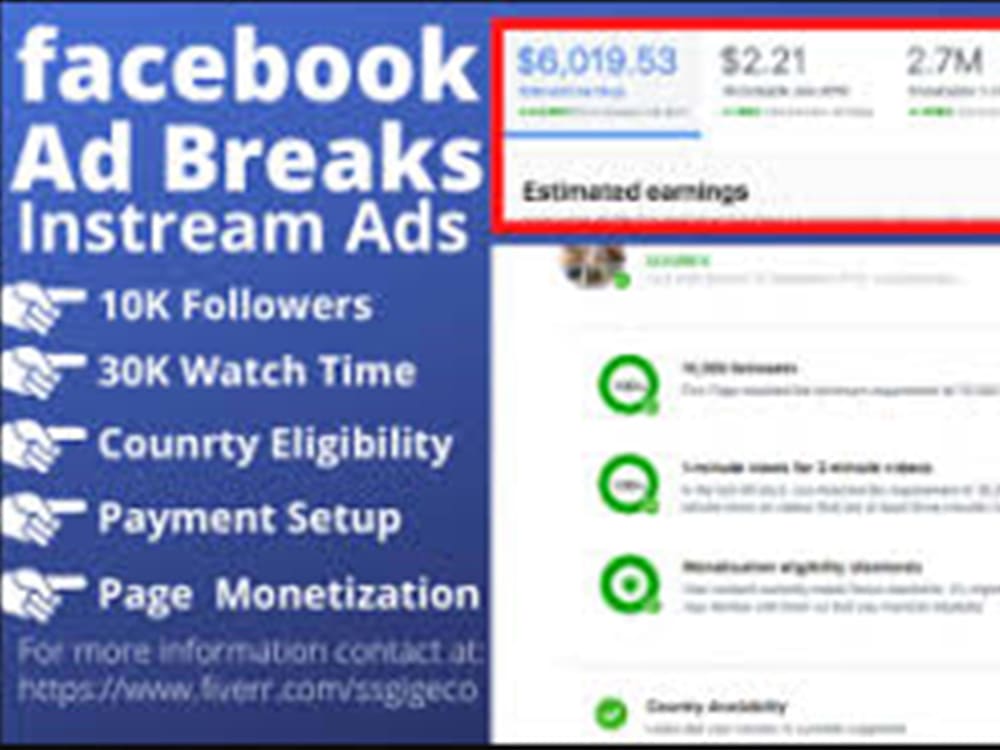 Facebook page monetization for Instream ads on Demand& Instream Ads on Live | Upwork
