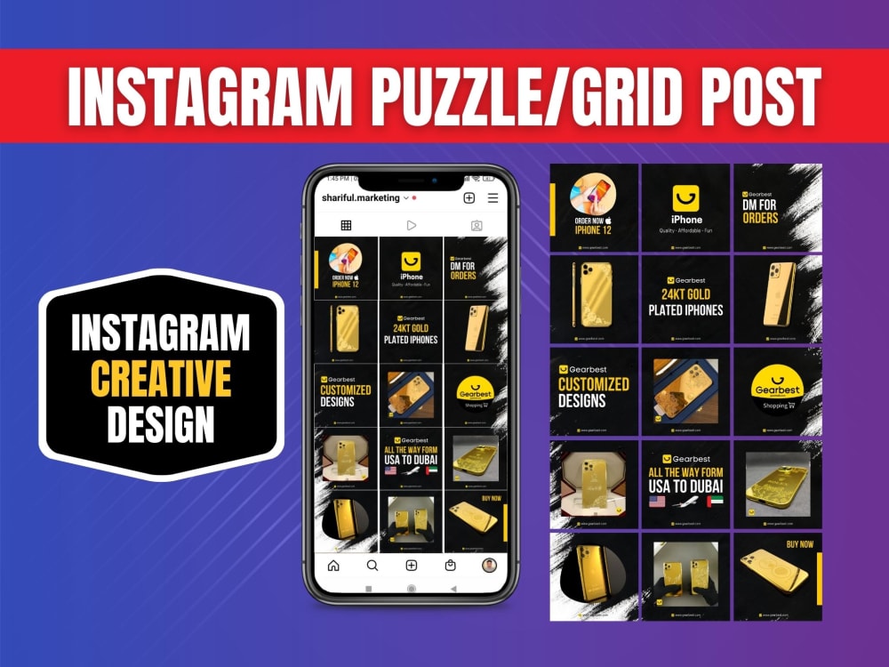 Instagram Puzzle Post and Instagram Grid Post Design | Upwork