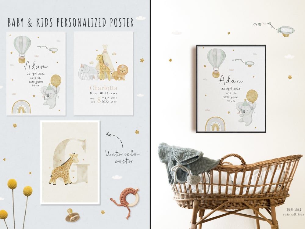 A cute personalized poster design for baby, children or kids | Upwork