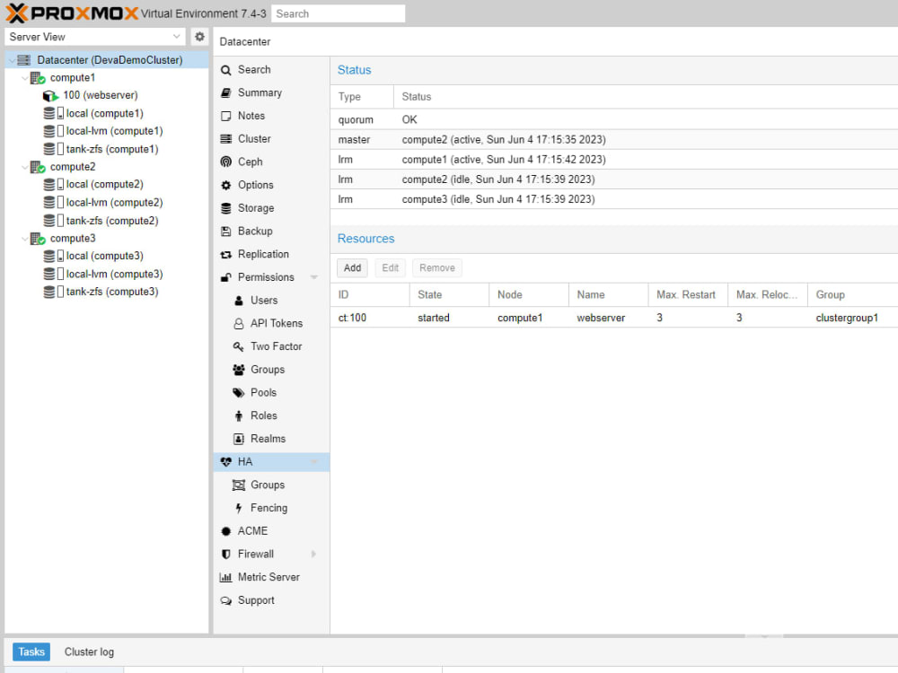 A high availability performance cluster computing solution with Proxmox ...