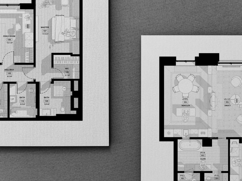 Your home floor plan options with furniture layout and dimensions | Upwork