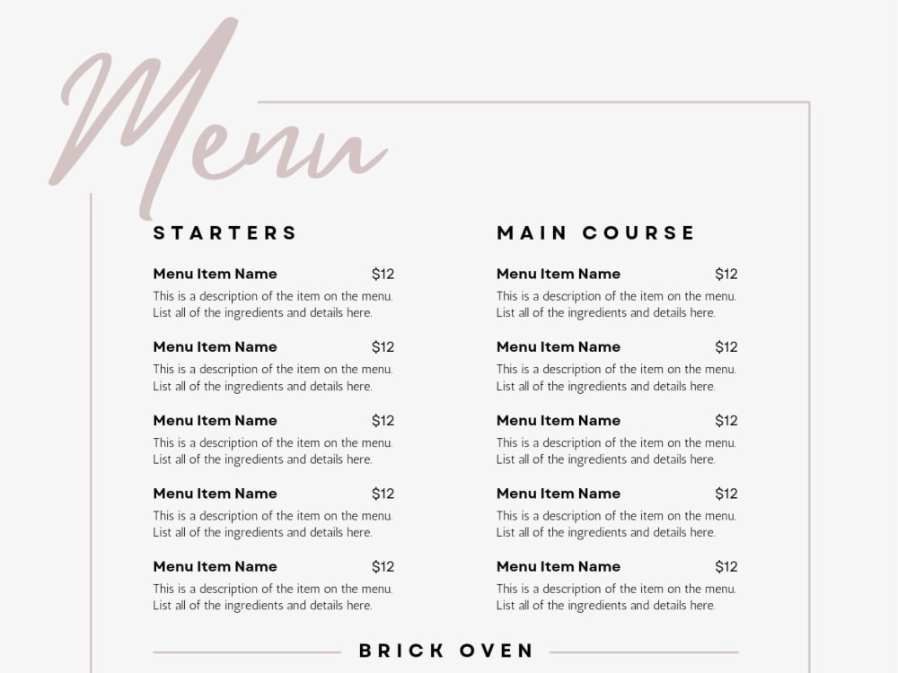 A professional MENU CARD for your resturant , bar , hotels etc | Upwork