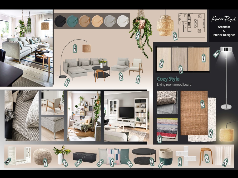 Professional mood boards, and furniture shopping lists with clickable ...