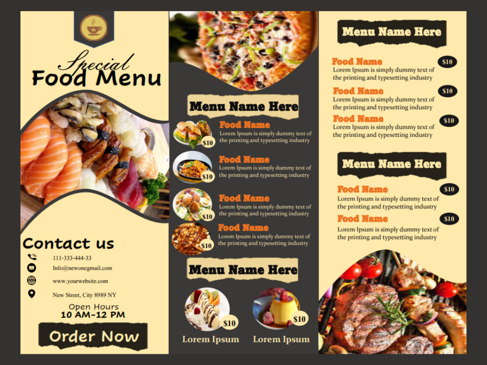Eye-catching restaurant menu design, menu board or price list | Upwork