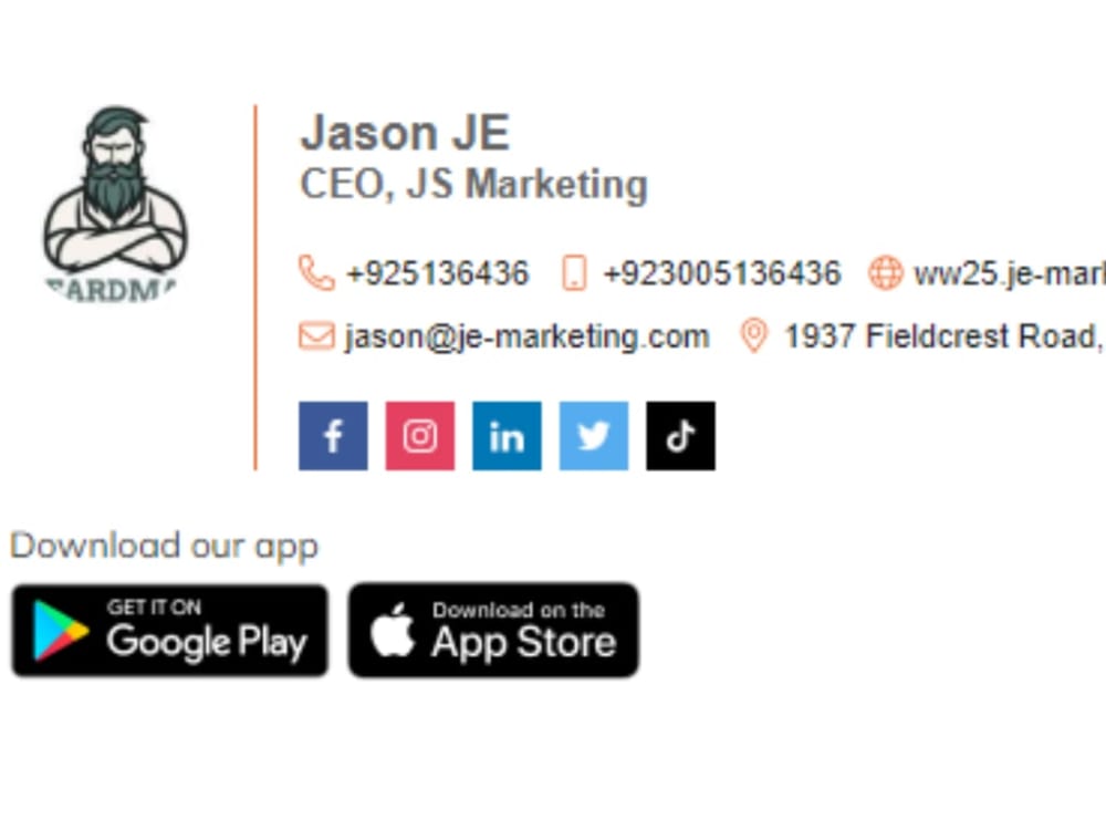 Clickable & responsive HTML Email Signature Design | Upwork