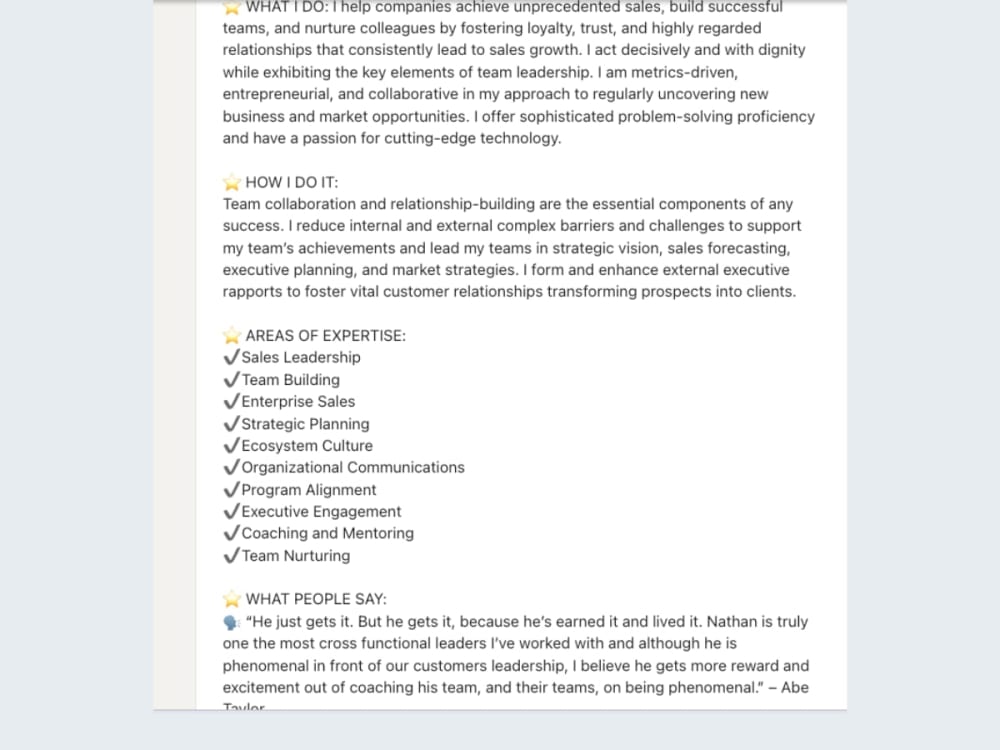 A LinkedIn profile that tells your story perfectly | Upwork