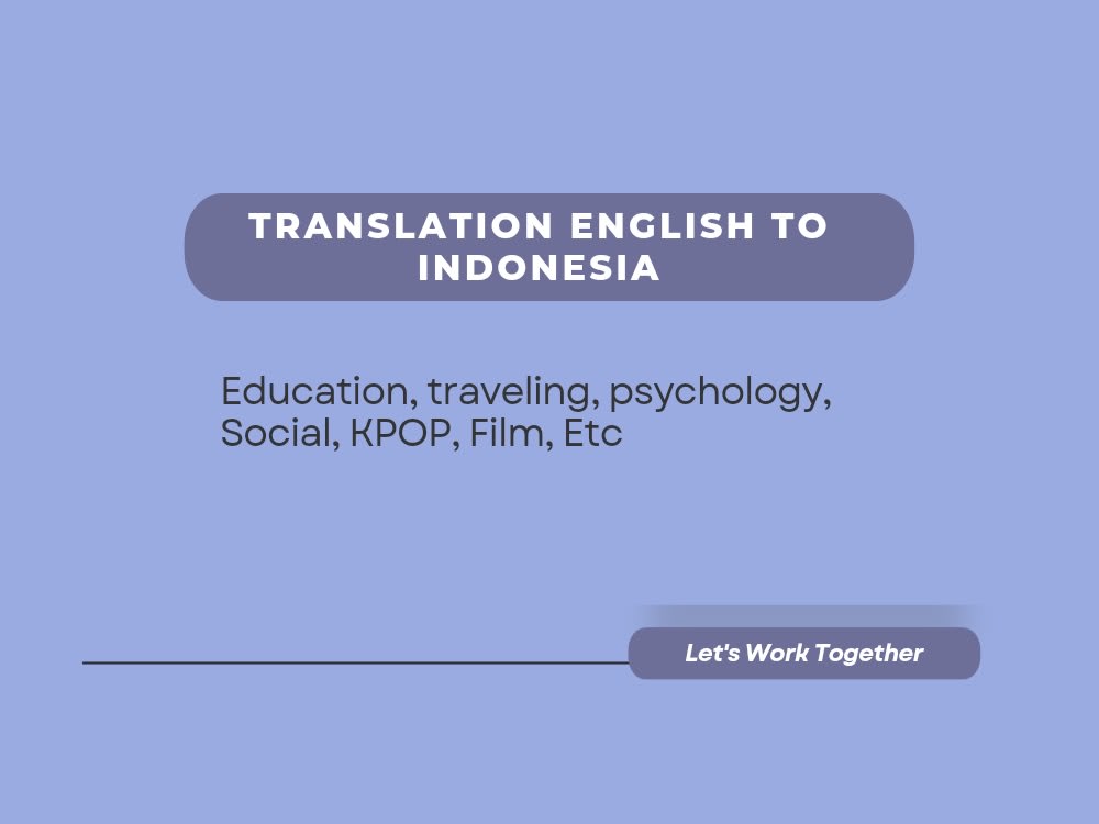 English to Indonesia manual and contextual | Upwork