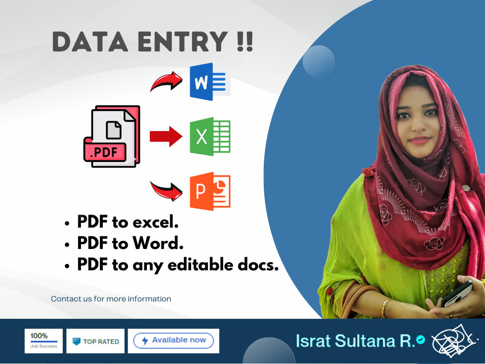 Data Entry | Document Conversion | PDF to Excel/Word/any editable Docs. | Upwork