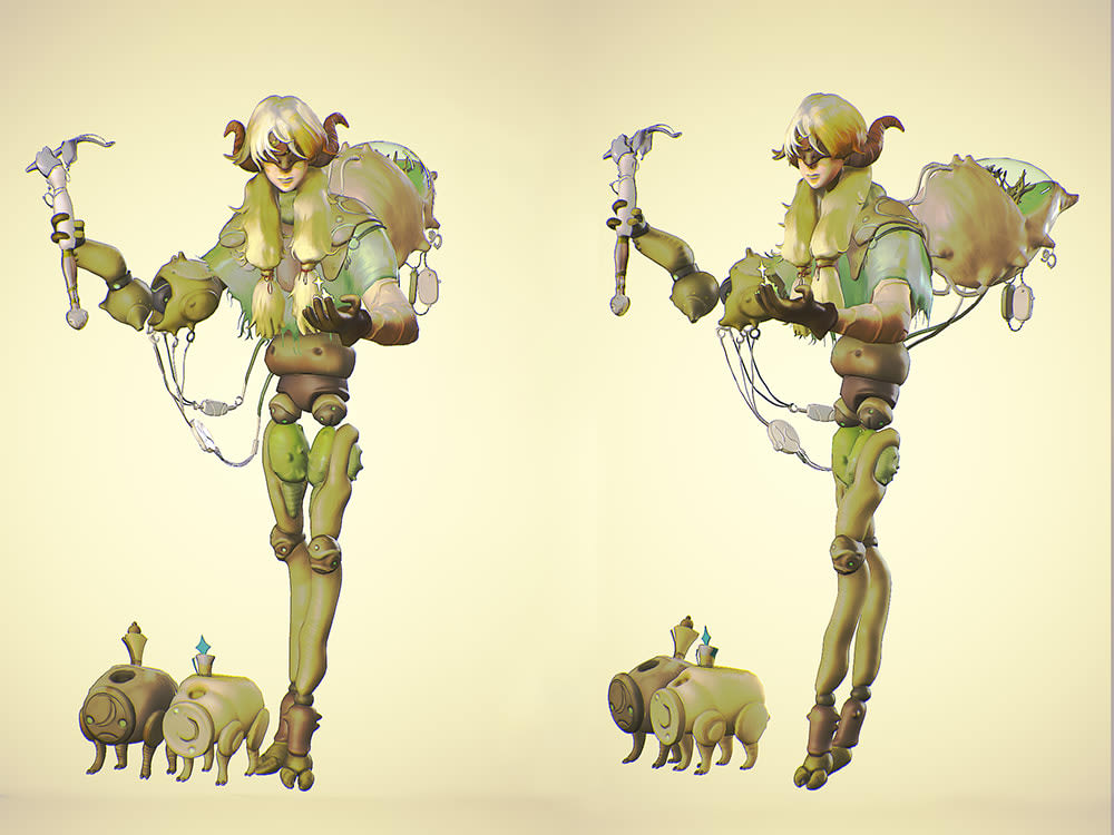 A game-ready 3d character model at a stylization and semi-realism style ...