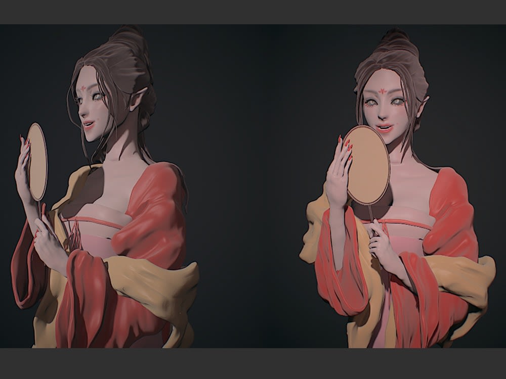 A game-ready 3d character model at a stylization and semi-realism style ...