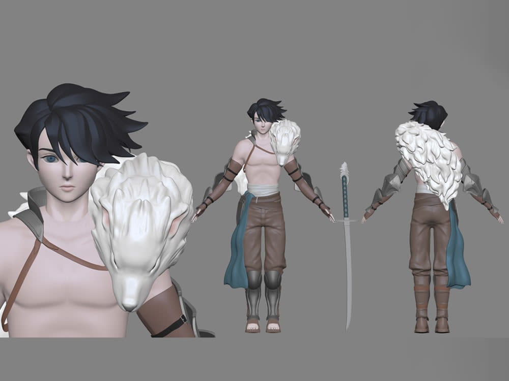 A game-ready 3d character model at a stylization and semi-realism style ...