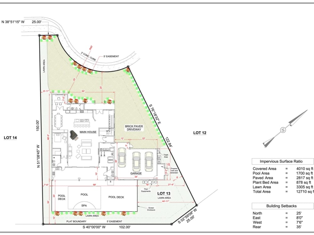 Scaled site plan drawing in Autocad from sketches and old blueprints ...