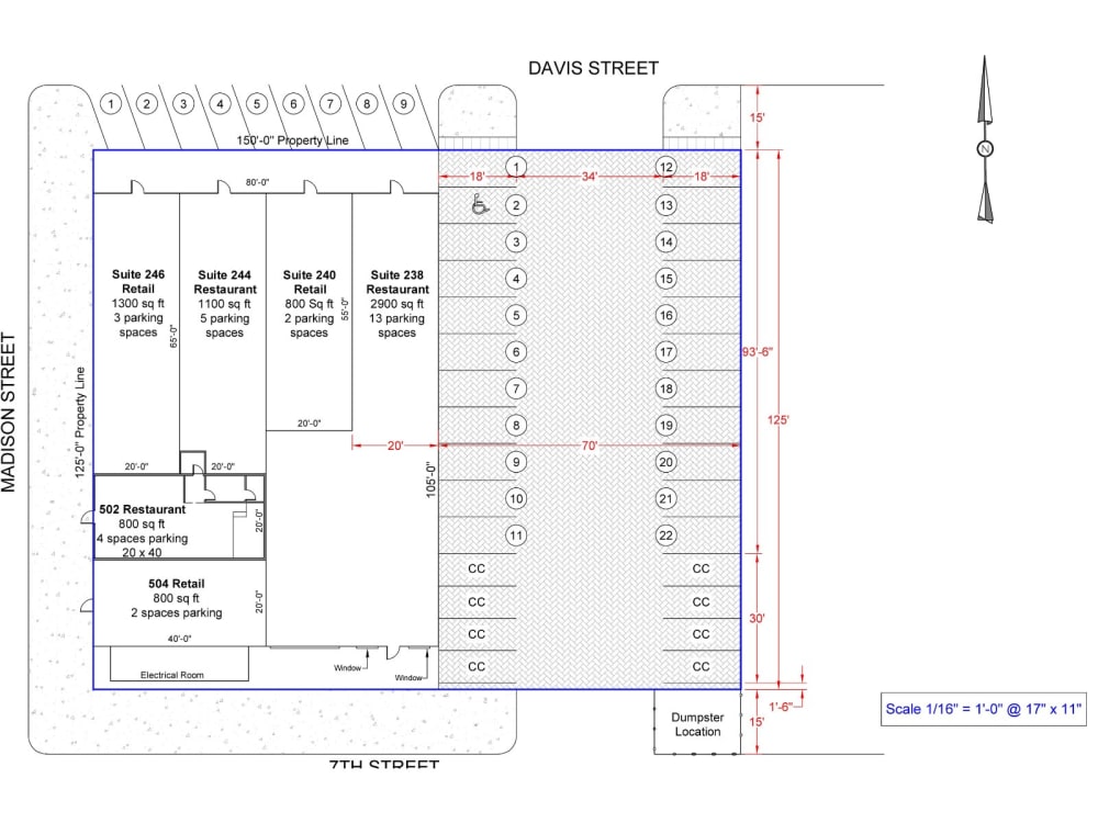 Scaled site plan drawing in Autocad from sketches and old blueprints ...