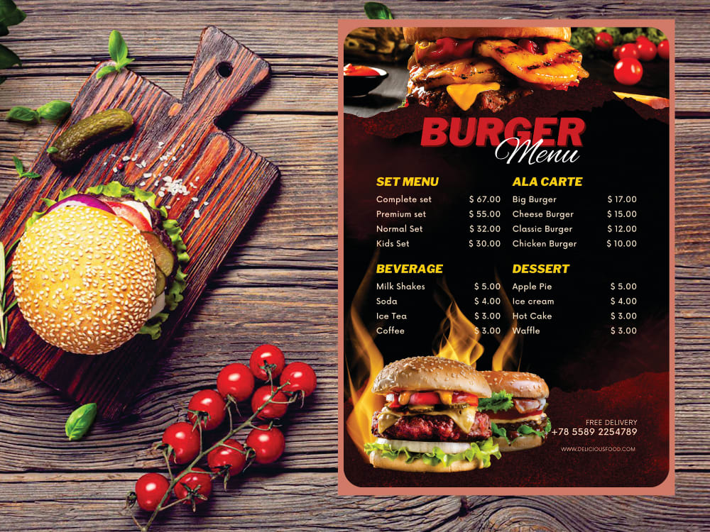 Food menu Design, flyer poster, brochure and any price list | Upwork