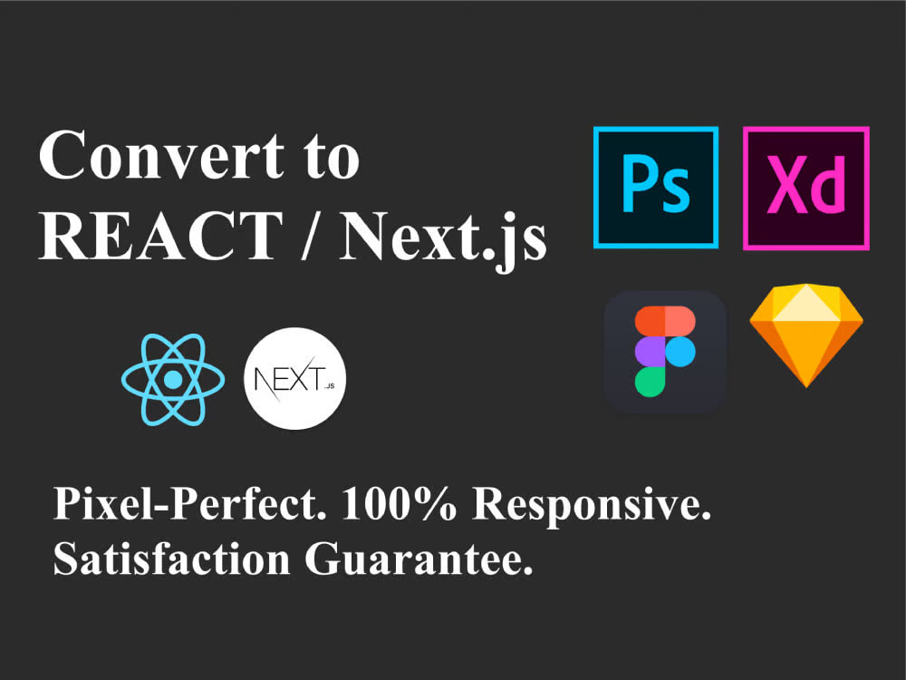 AFigma/PSD/XD design converted to a responsive pixel-perfect REACT/Next.js | Upwork