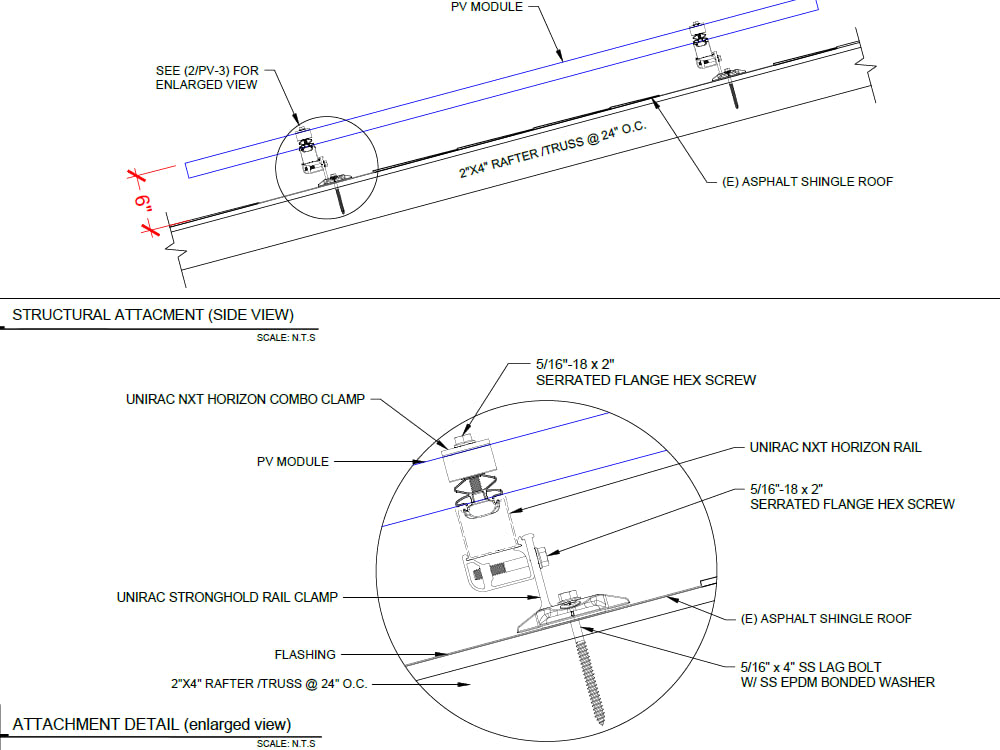A residential solar PV permit plan set with AHJ and code compliance ...