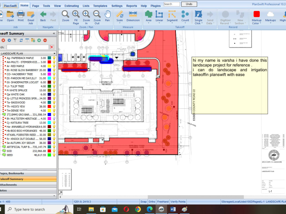 Landscape , irrigation and electrical Takeoff in Planswift software | Upwork