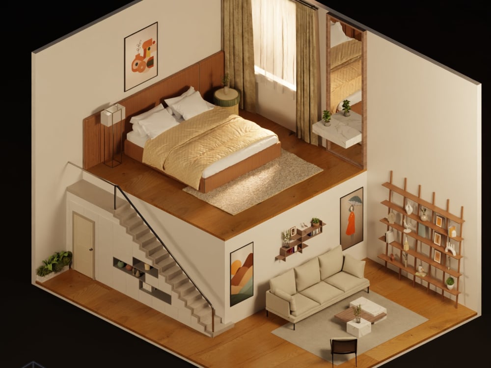 A photorealistic 3D plan, Top view or Isometric view | Upwork