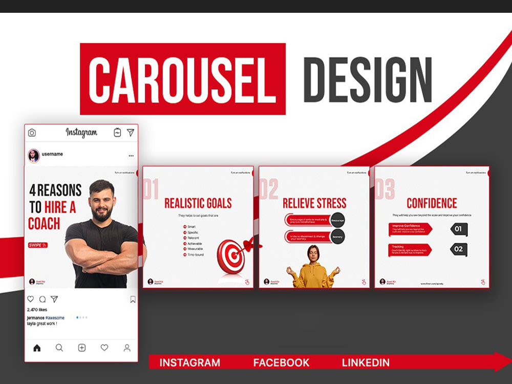 A high quality carousel with eye catching designs( Instagram, LinkedIn ...