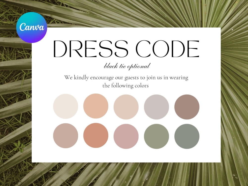 Personalised Minimalist Dress code attire card template | Upwork