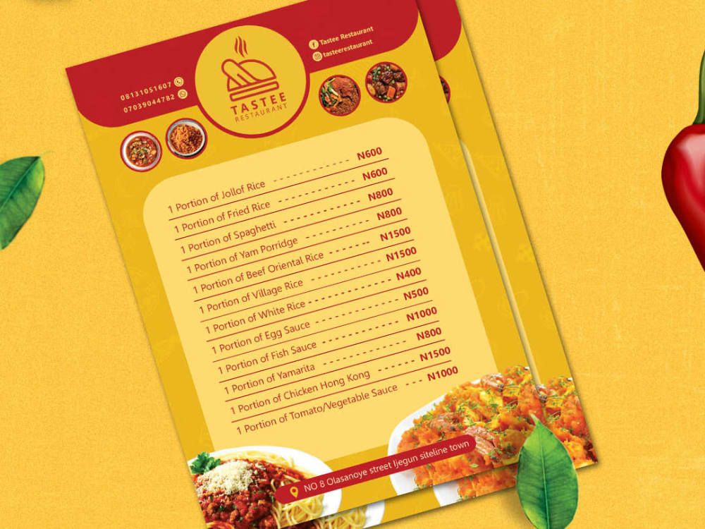 Modern, Clean and professional menu design | Upwork