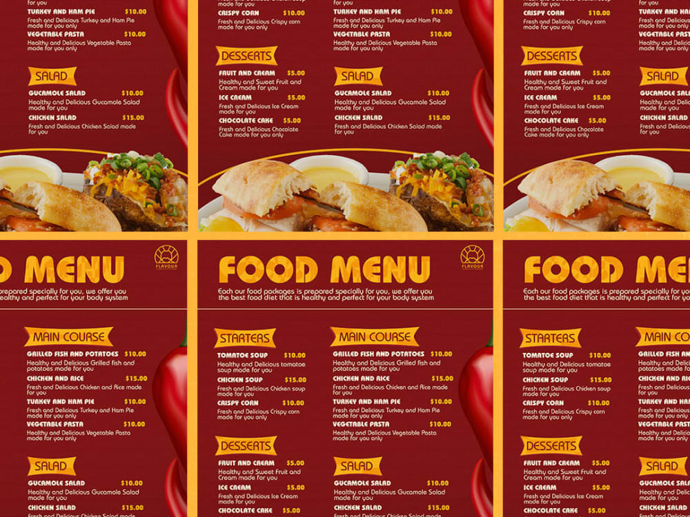 Modern, Clean and professional menu design | Upwork