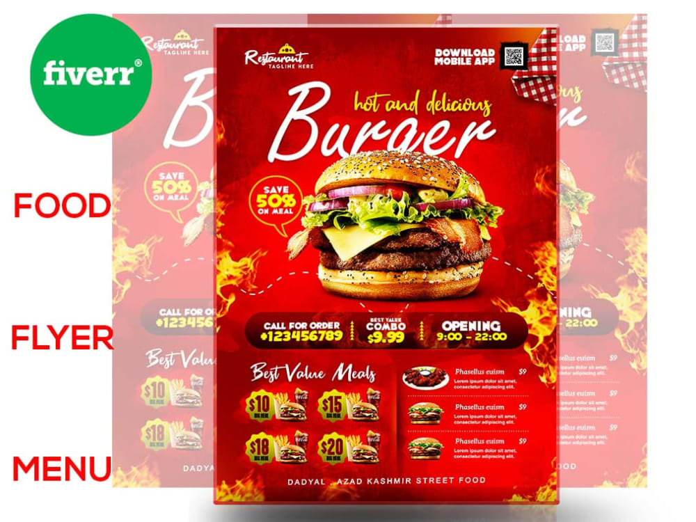 Design restaurant flyer poster digital banner food menu cafe price list ...