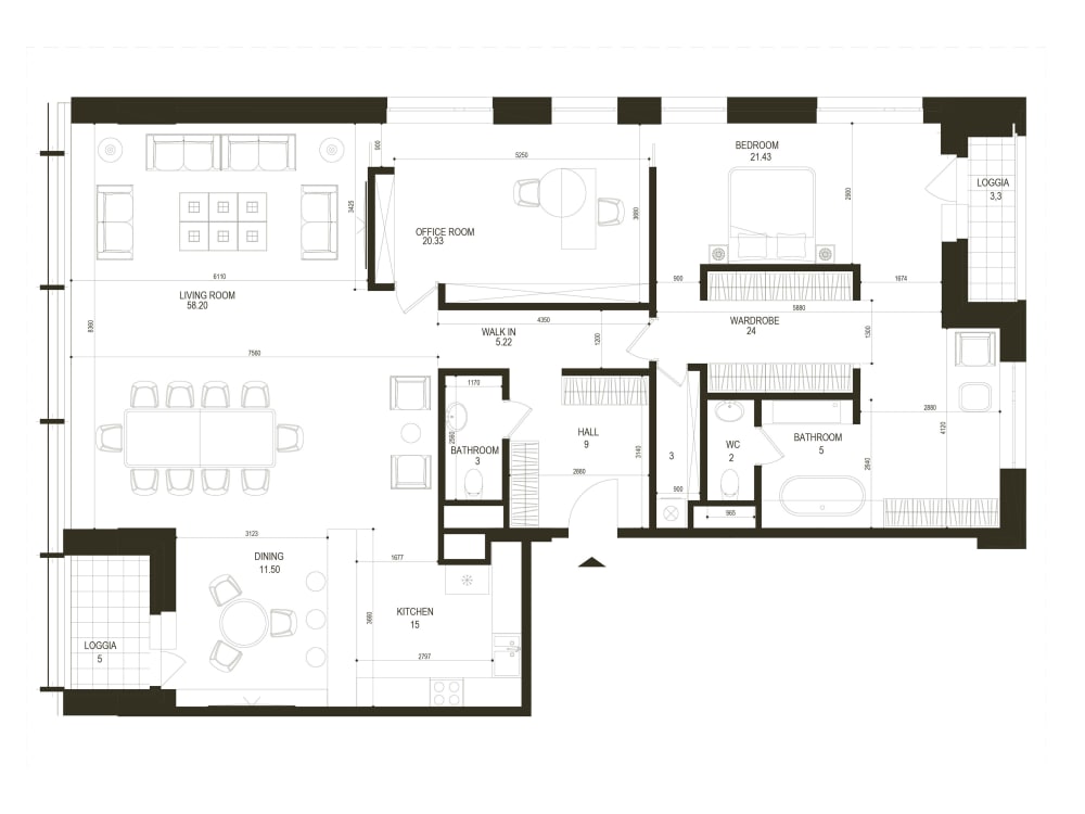 2D floor plan of residential space (apartment) in 72 hours/72$ | Upwork