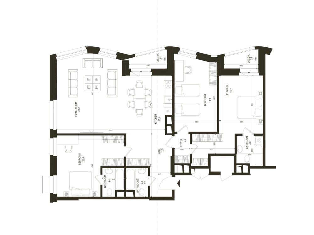 2D floor plan of residential space (apartment) in 72 hours/72$ | Upwork