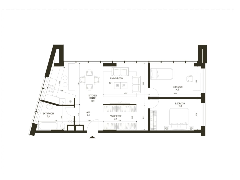 2D floor plan of residential space (apartment) in 72 hours/72$ | Upwork