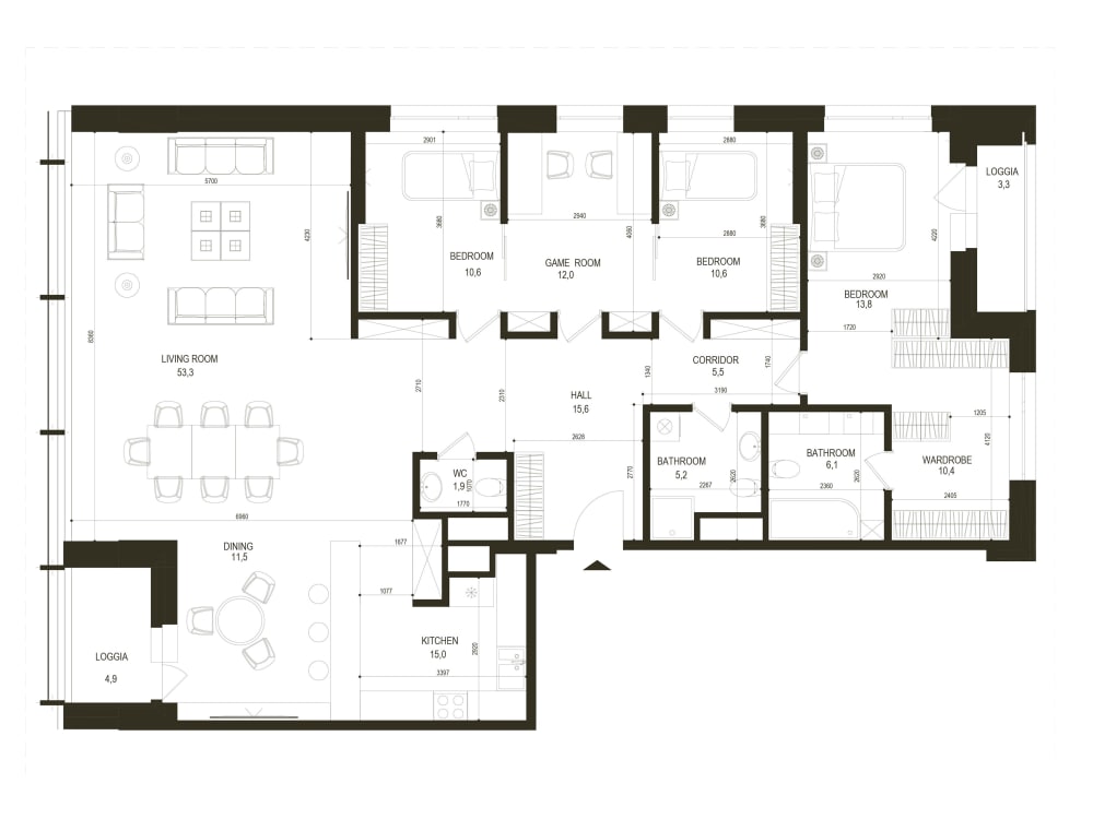 2D floor plan of residential space (apartment) in 72 hours/72$ | Upwork