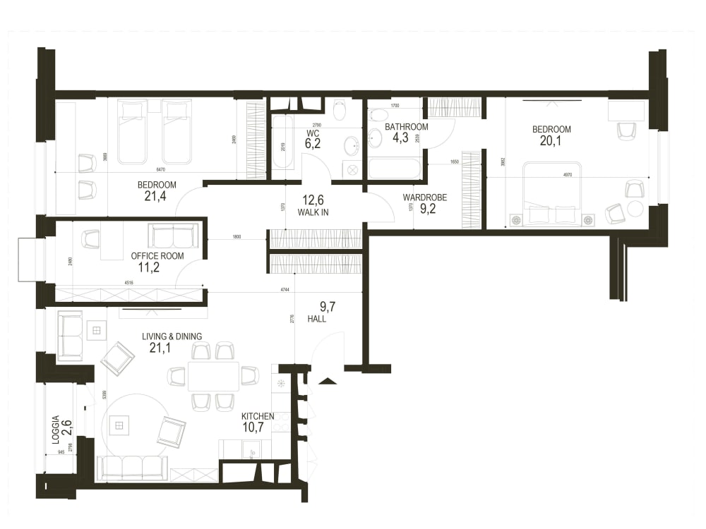 2D floor plan of residential space (apartment) in 72 hours/72$ | Upwork