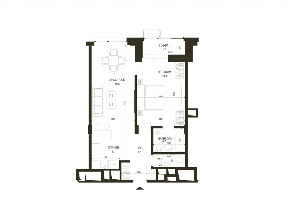 2D floor plan of residential space (apartment) in 72 hours/72$ | Upwork