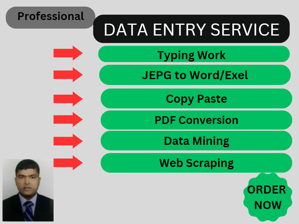 A list of Data Entry, JPEG to Convert Excel /Word , Copy & Paste | Upwork