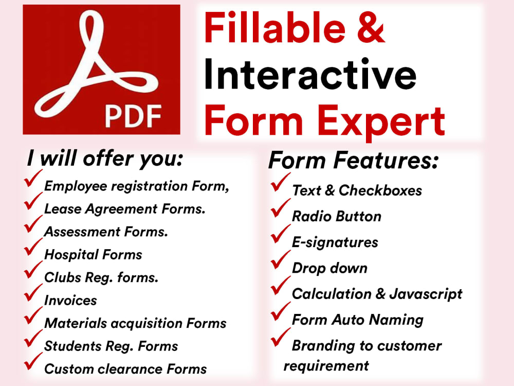 Professional fillable or Interactive PDF form customized to your need ...