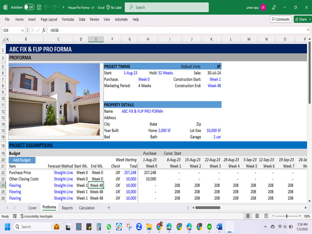 A Real Estate Proforma Financial Modeling | Upwork