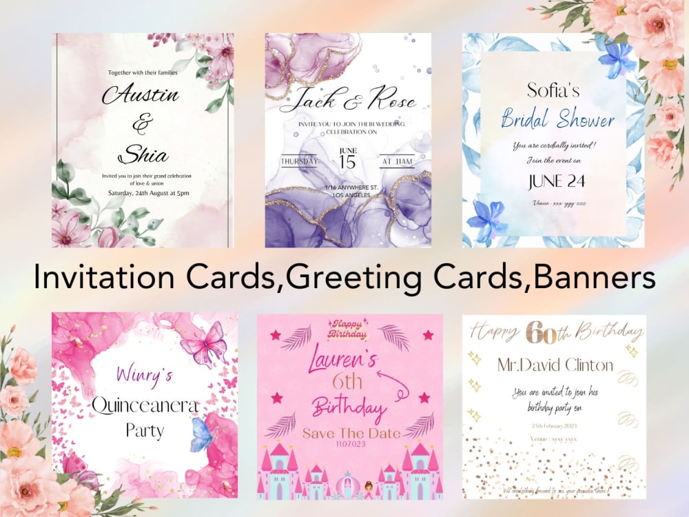 Stunning,elegant invitation cards,posters,banners for any event | Upwork