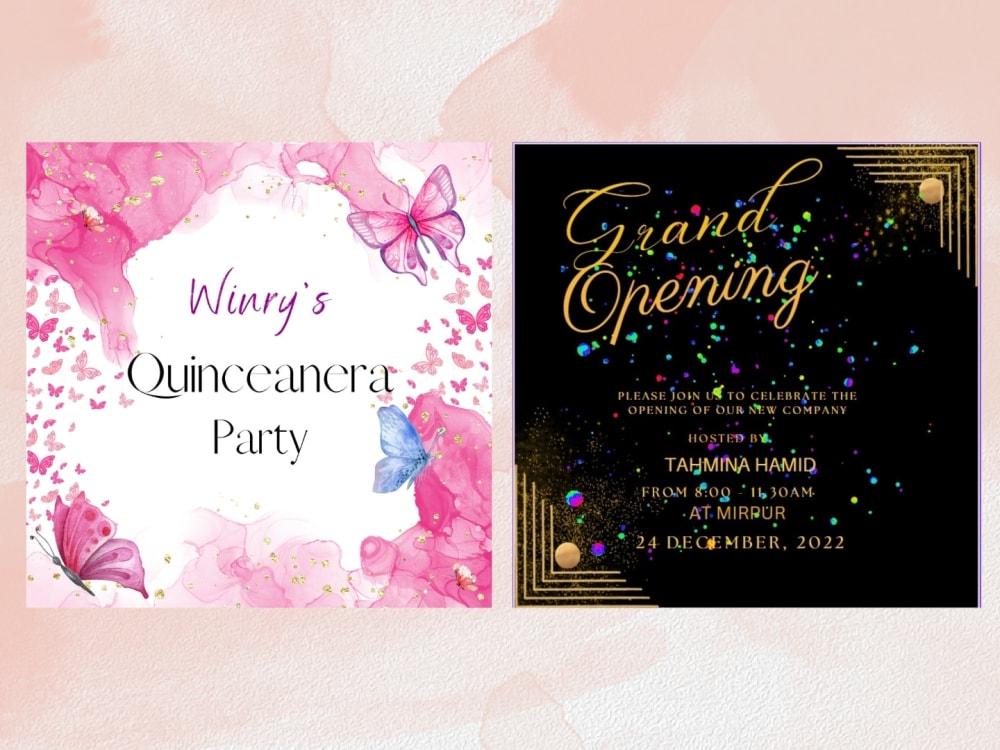 Stunning,elegant invitation cards,posters,banners for any event | Upwork