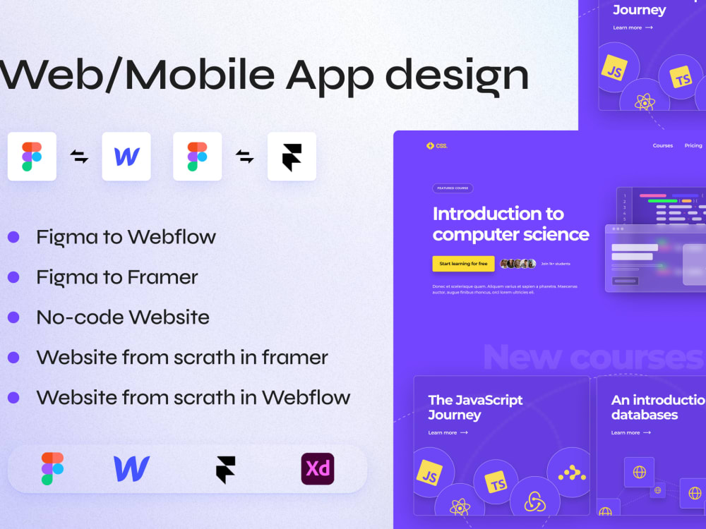 Sleek Web/Mobile App design with Figma Webflow, Framer & Adobe XD | Upwork
