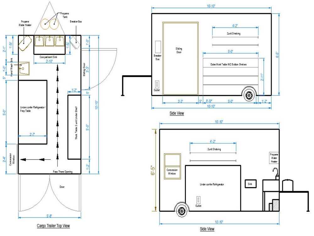 Food truck hand sketch, jpg, pdf to autocad for the city permit | Upwork