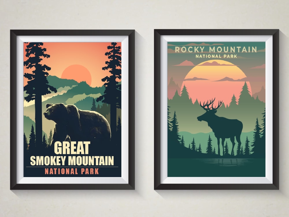 A high-quality retro vintage vector travel poster or art deco | Upwork