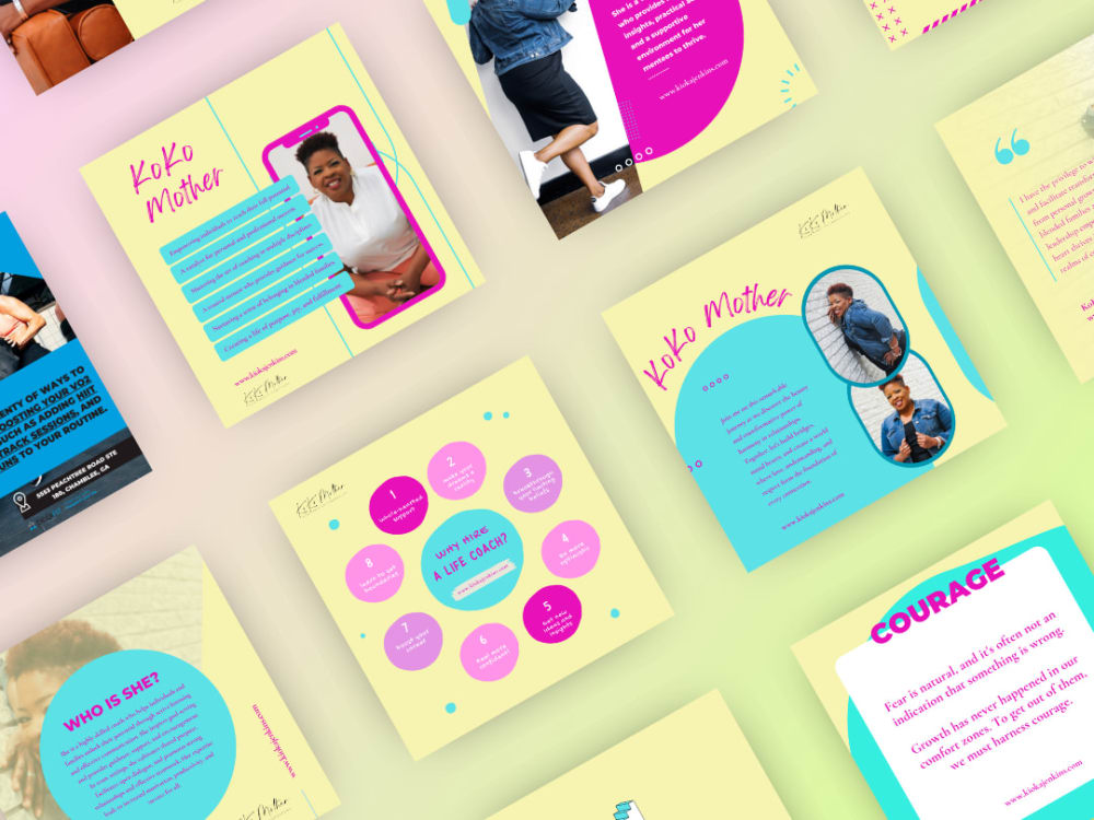 Aesthetic social media post designs with content. | Upwork