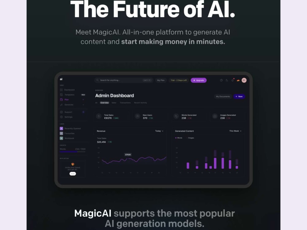 MagicAI - OpenAI Content, Text, Image, Chat, Code Generator as SaaS | Upwork