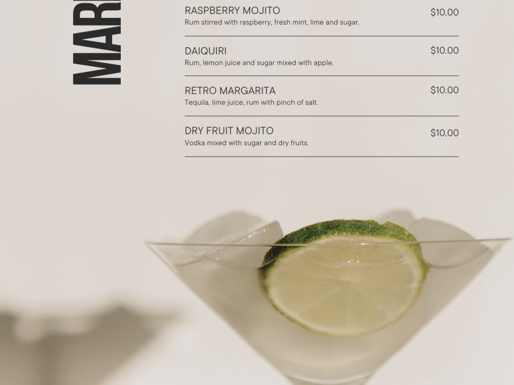 A personalized restaurant menu | Upwork