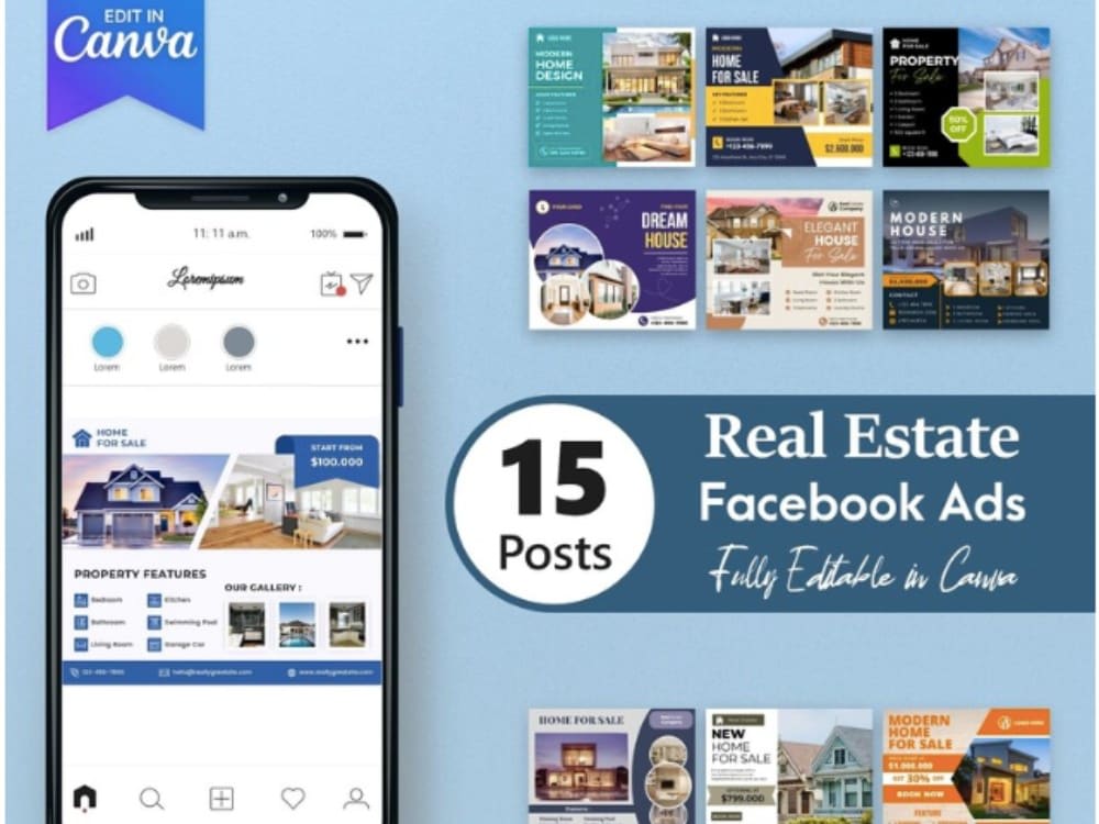 15 High-Converting Real Estate Facebook Ad CANVA Templates | Upwork