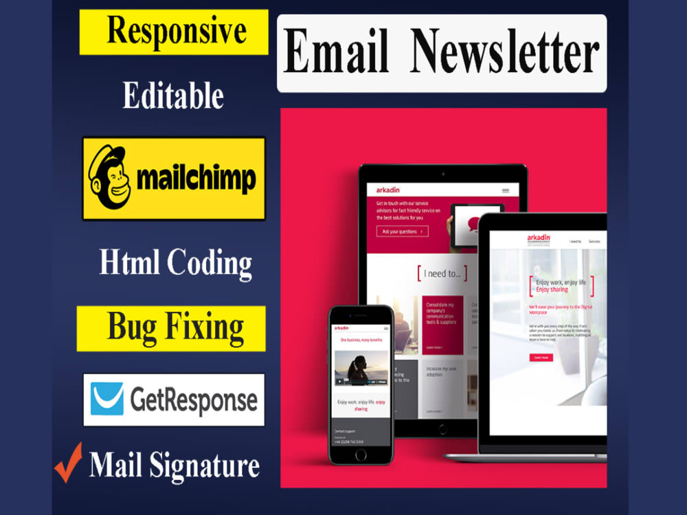 Editable, responsive mailchimp newsletters email template design | Upwork